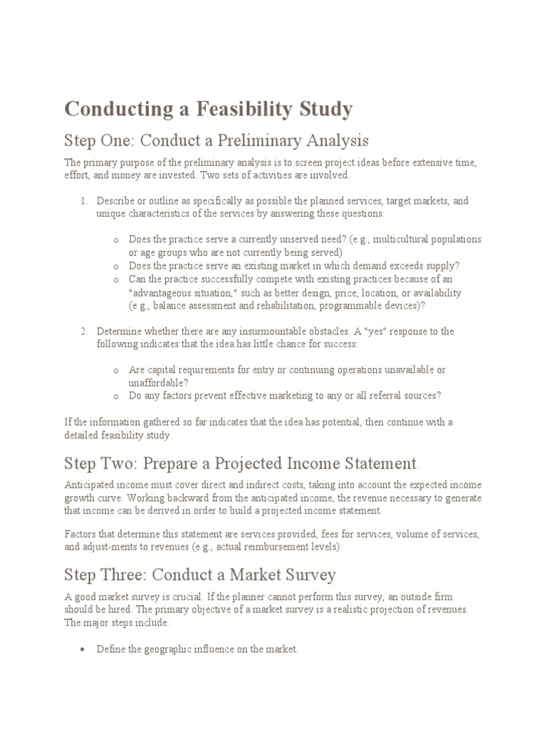 Conducting A Feasibility Study | PDF | Feasibility Study | Pricing