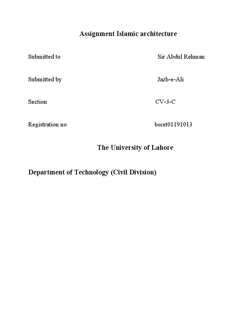 Assignment Islamic Architecture | PDF | Mosque | Architectural Design