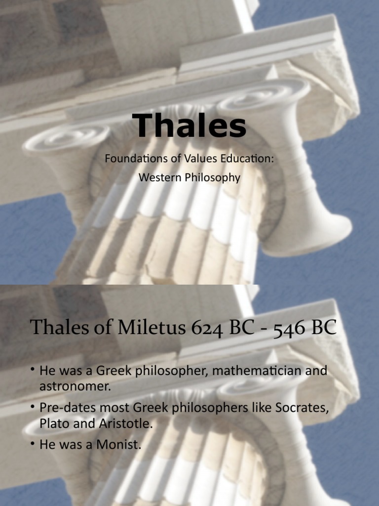 Thales: Foundations of Values Education: Western Philosophy | PDF
