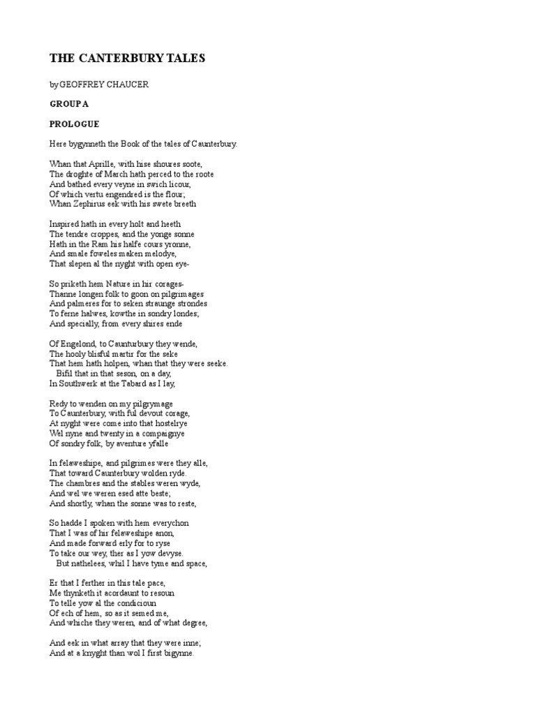 The Canterbury Tales Prologue Summary | PDF