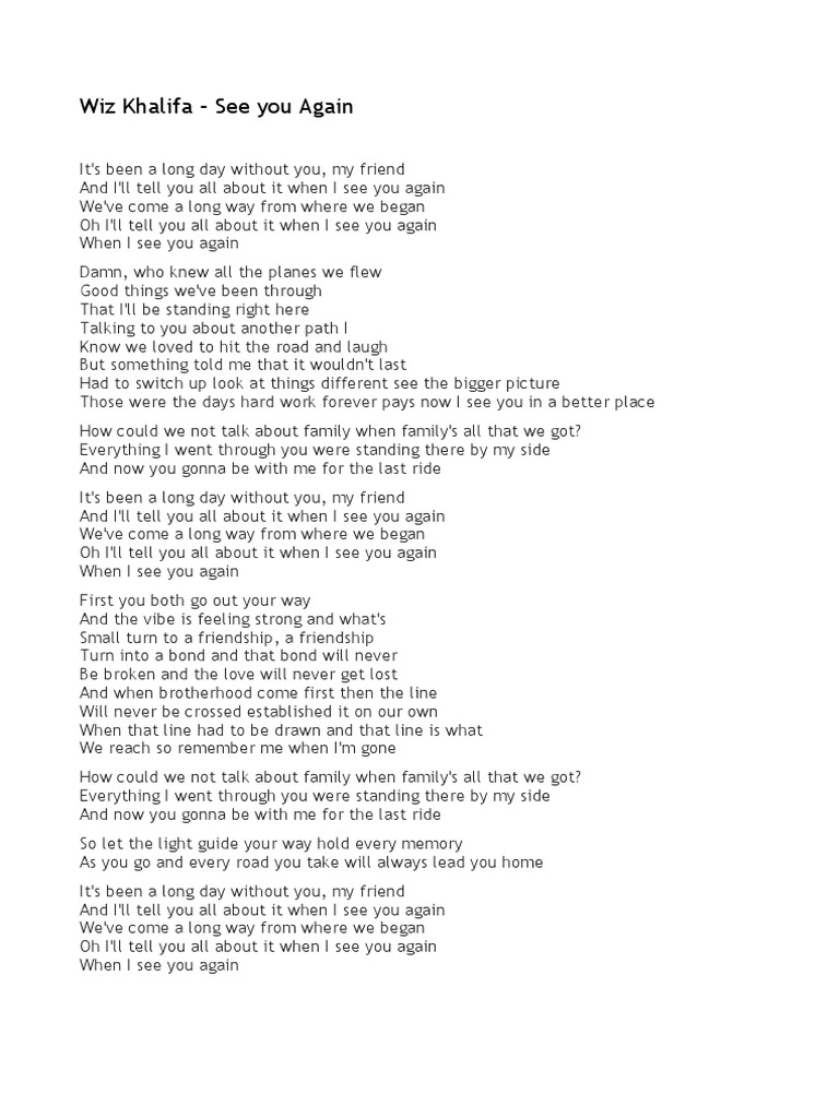 Wiz Khalifa - See You Again | PDF