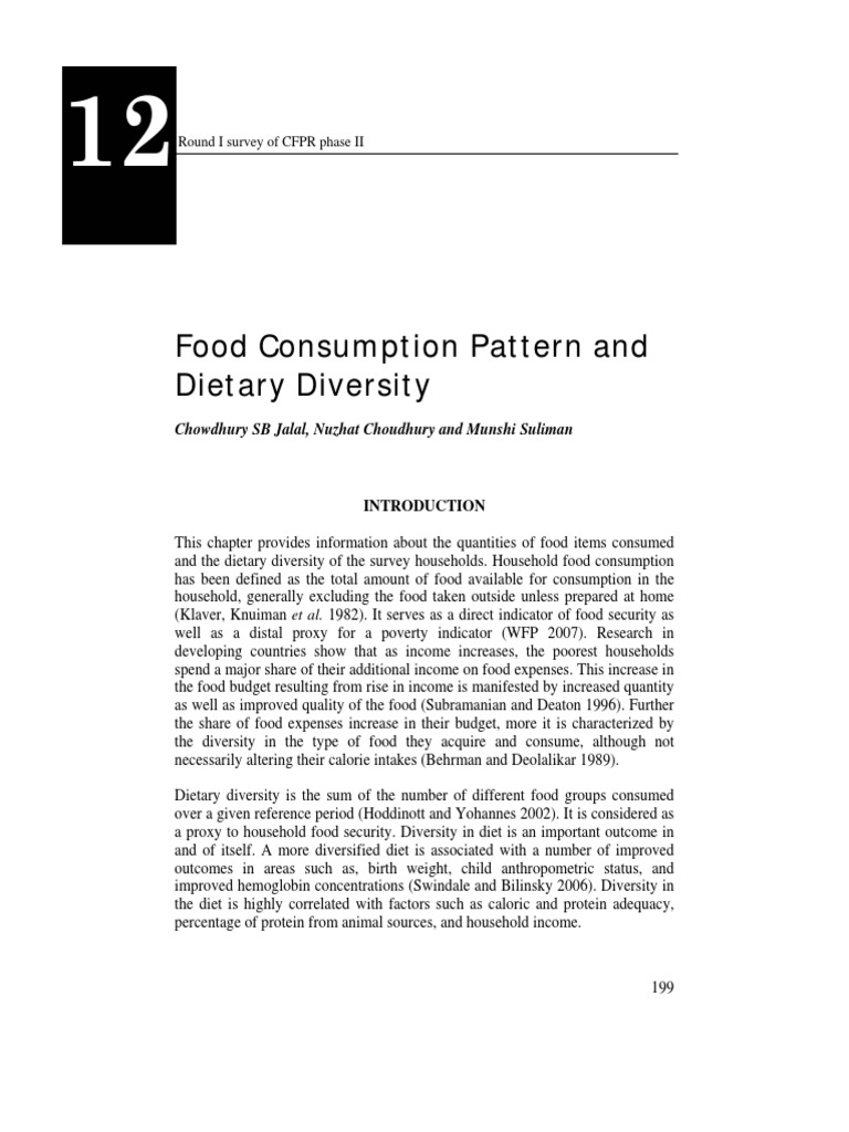 Food Consumption & Dietary Diversity Survey | PDF | Malnutrition | Diet ...