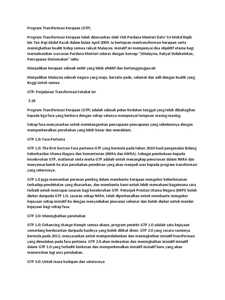 Pa p2 Program Transformasi Kerajaan | PDF