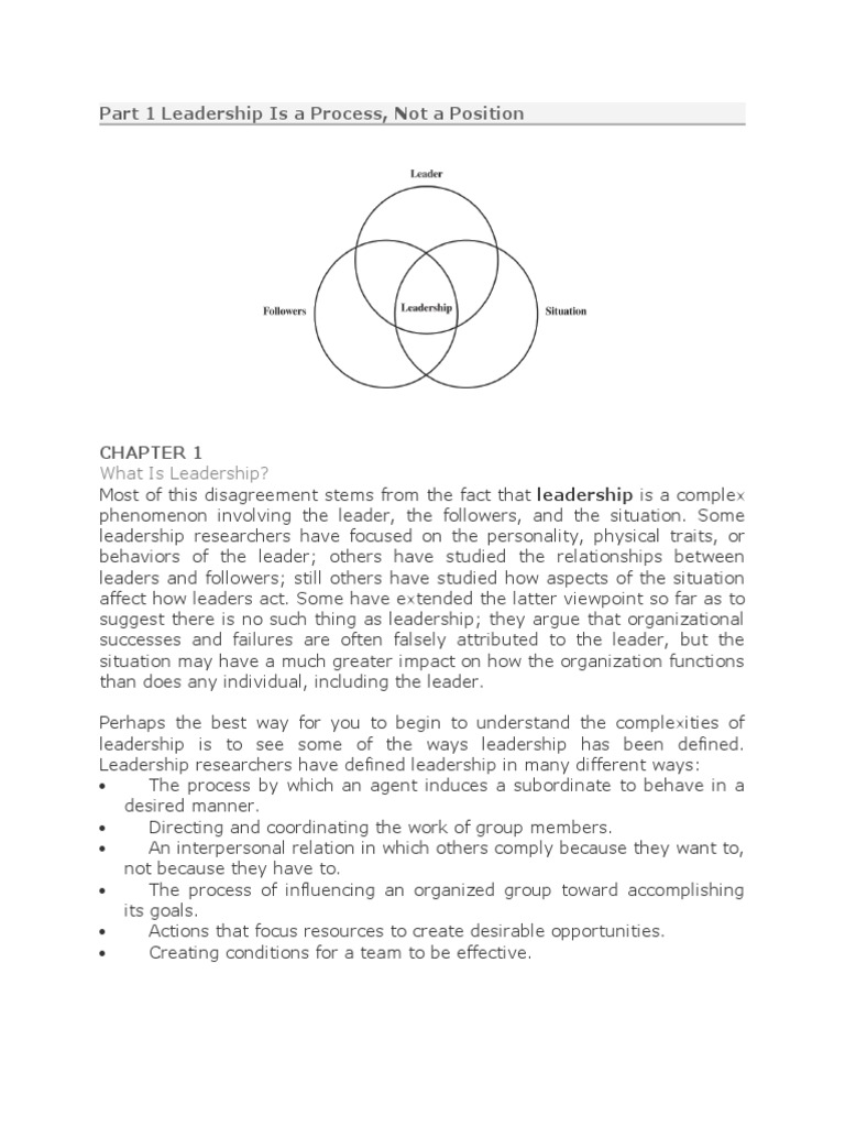 Part 1 Leadership Is A Process, Not A Position | PDF | Leadership ...