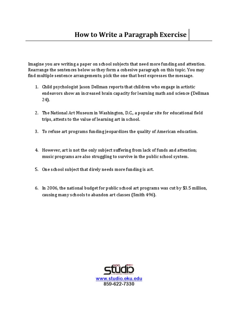 How To Write A Paragraph Exercise | PDF