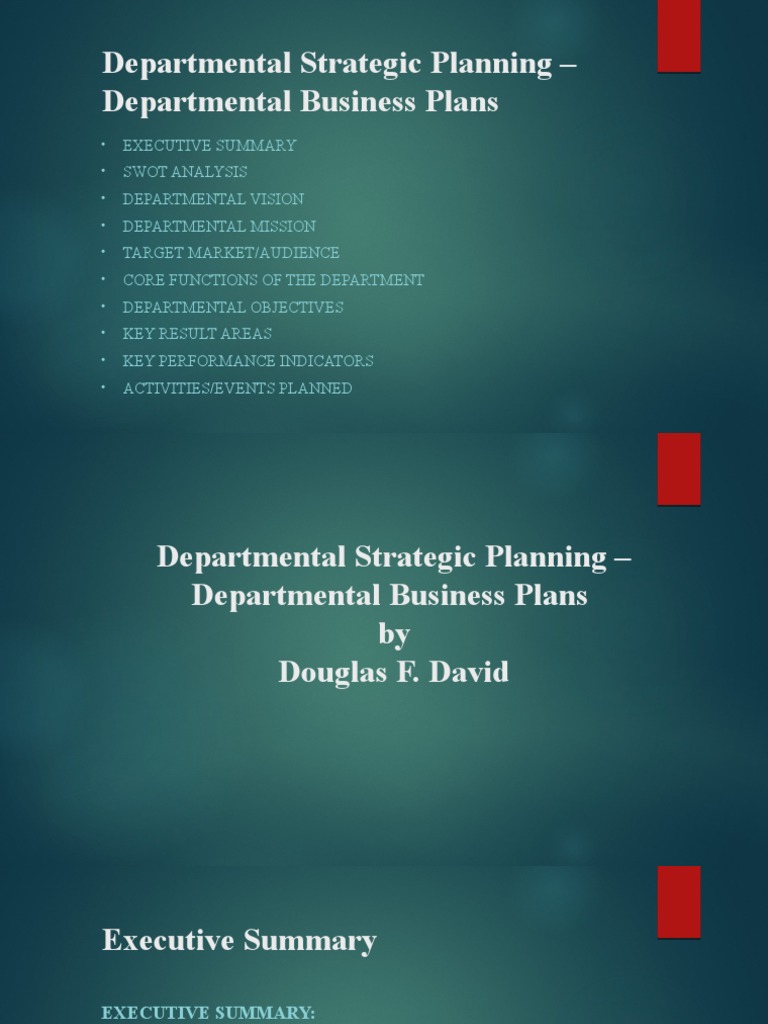 Departmental Strategic Planning - Departmental Business Plans | PDF ...
