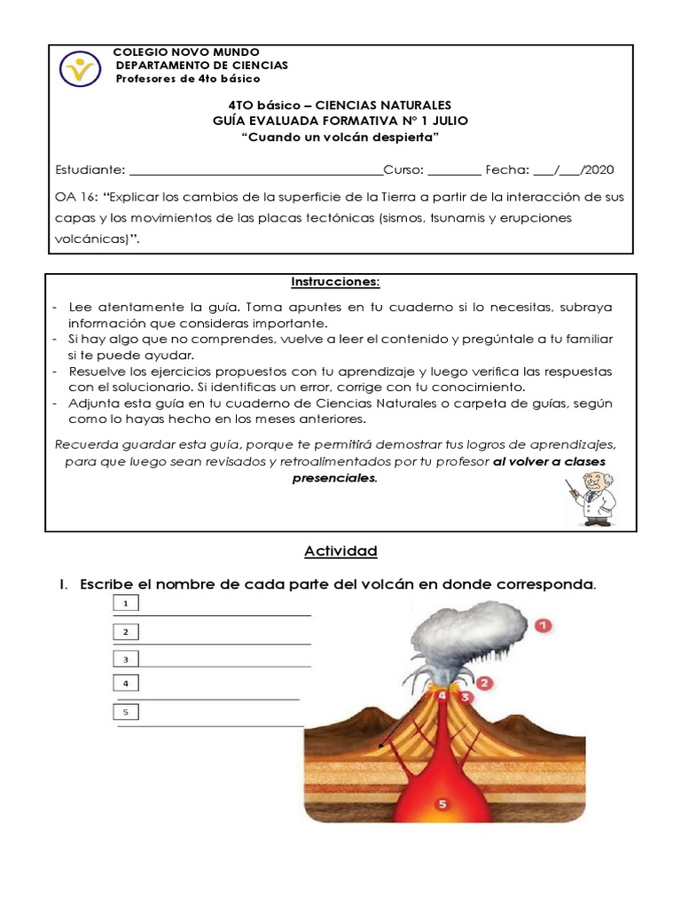 Hoja De Trabajo Sobre Volcanes Y Tectónica De Placas: Respuestas