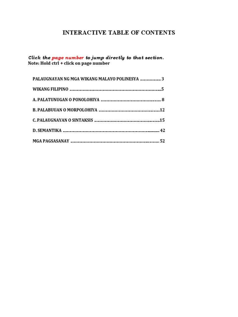 Interactive Table of Contents: Page Number | PDF | Games & Activities ...