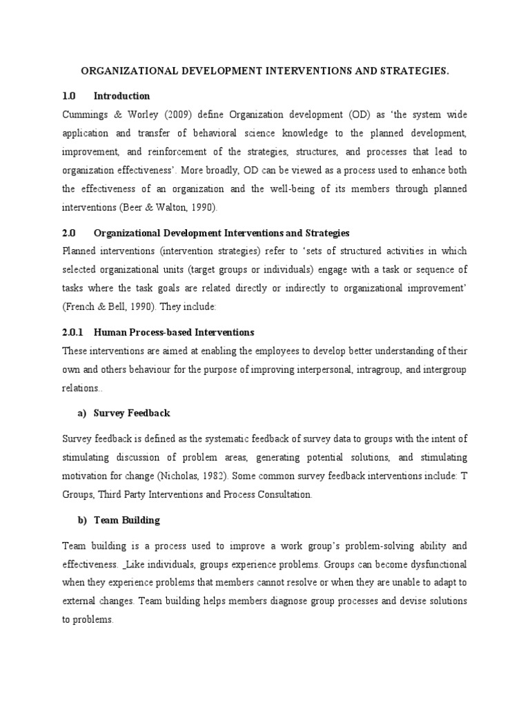 Organizational Development Interventions and Strategies. 1.0 | PDF ...