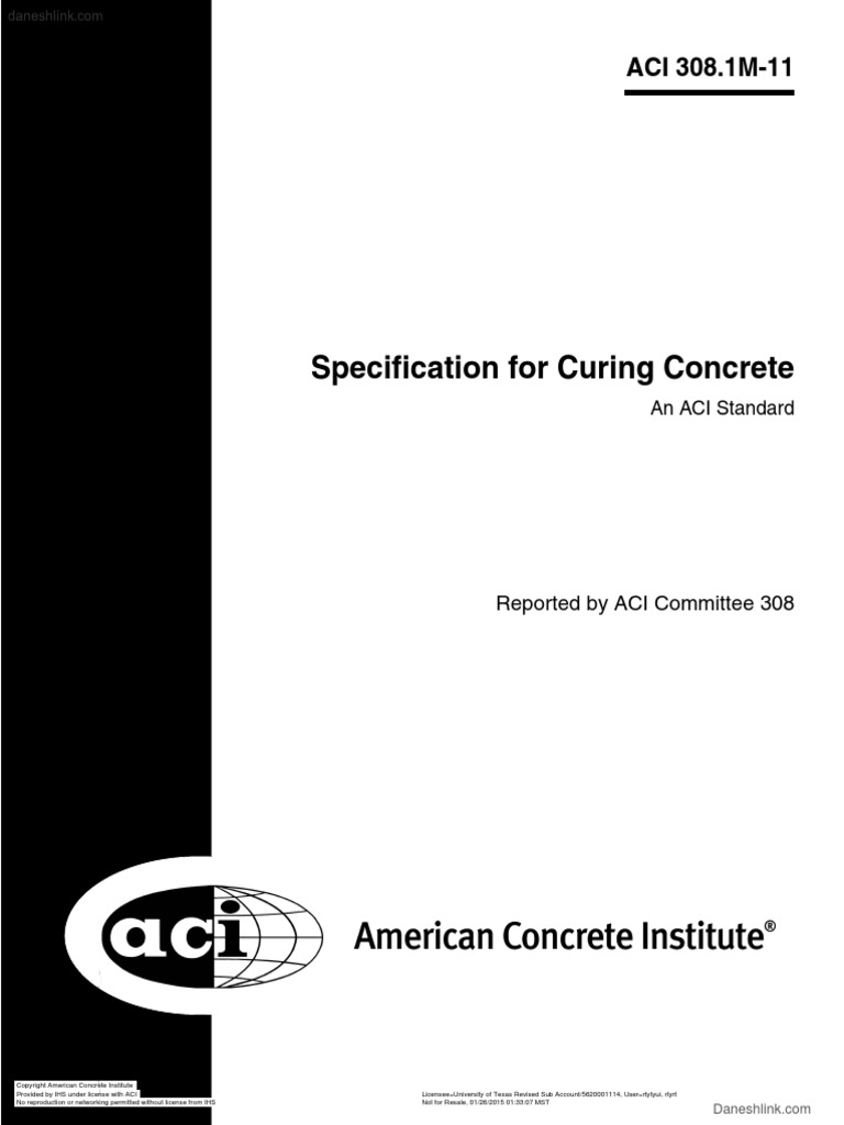 ACI 308.1M-11 Specification For Curing Concrete (Metric) | PDF ...