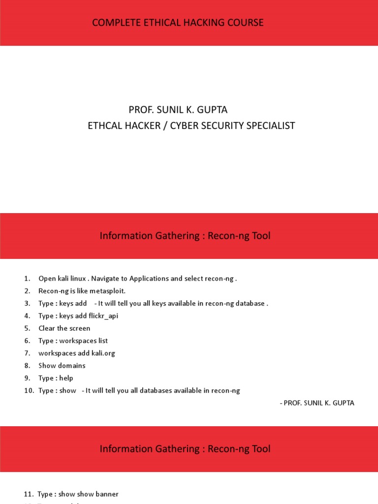 Complete Ethical Hacking Course | PDF