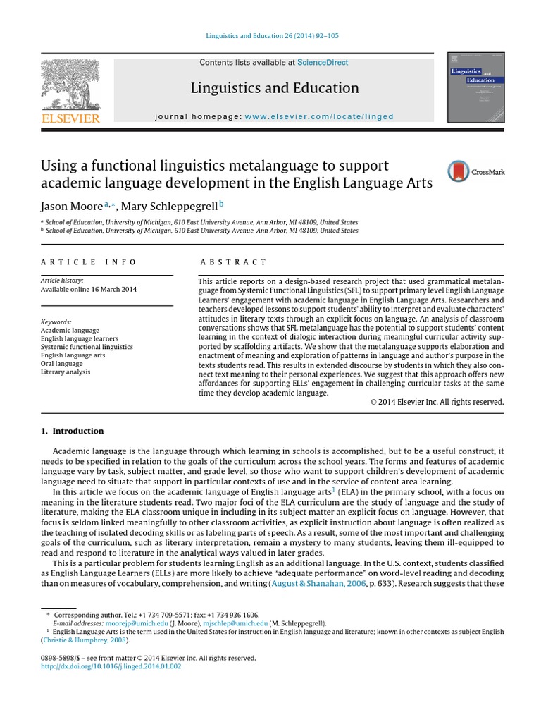 12-Using A Functional Linguistics Metalanguage To Support Academic ...