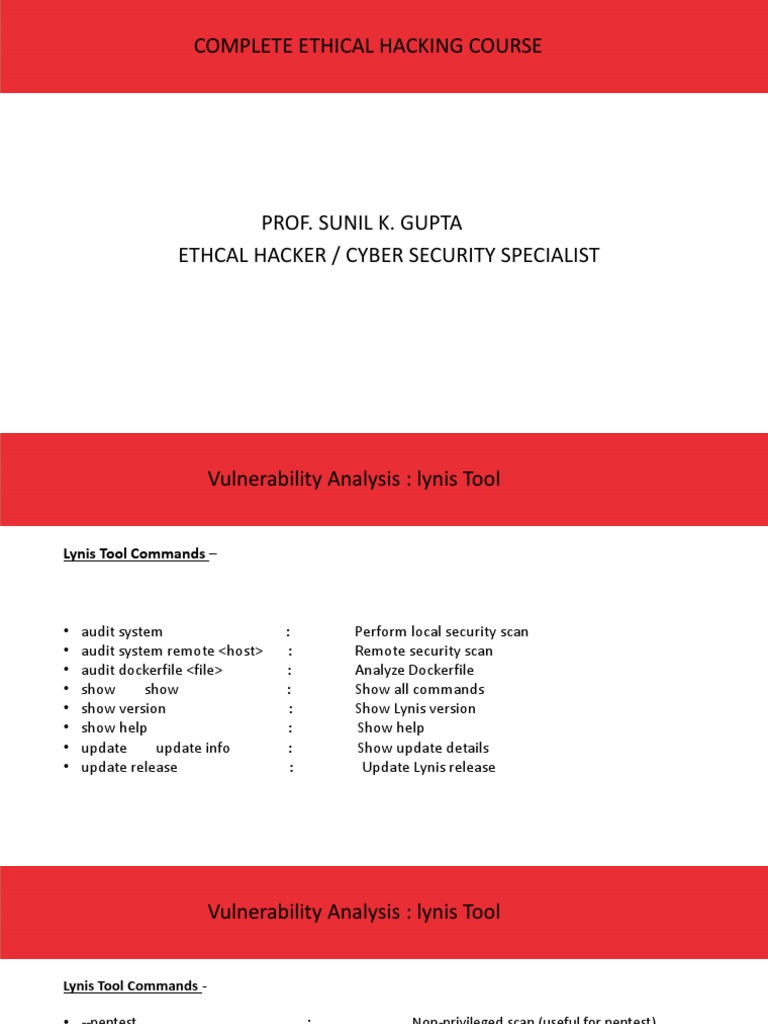 Lynis Tool Commands for Vulnerability Analysis | PDF