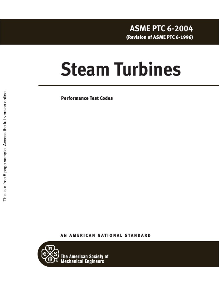 Steam Turbines: ASME PTC 6-2004 | PDF | Mechanical Engineering | Nature