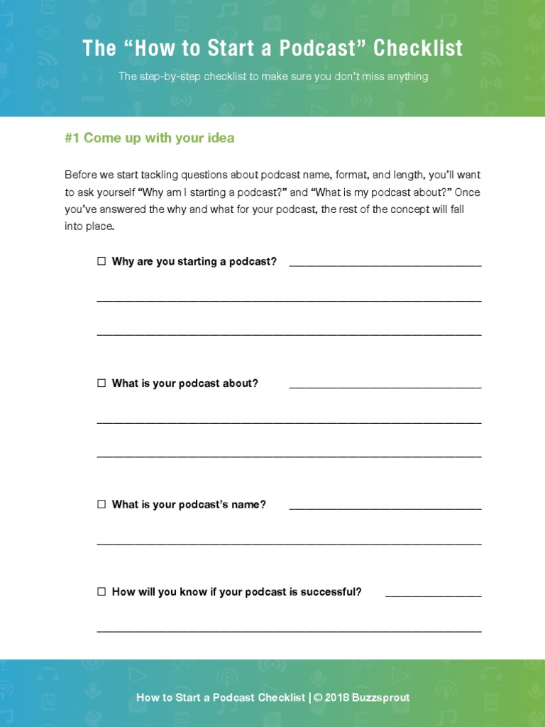The "How To Start A Podcast" Checklist: #1 Come Up With Your Idea | PDF ...