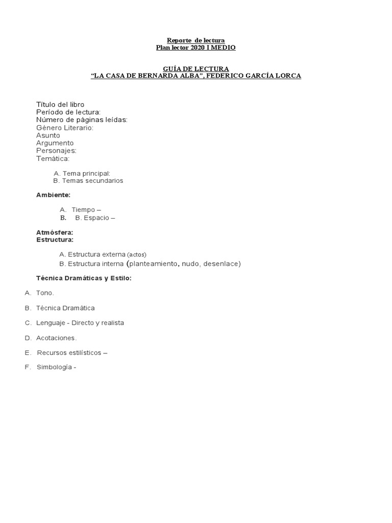Guia La Casa de Bernarda Alba 1 | PDF