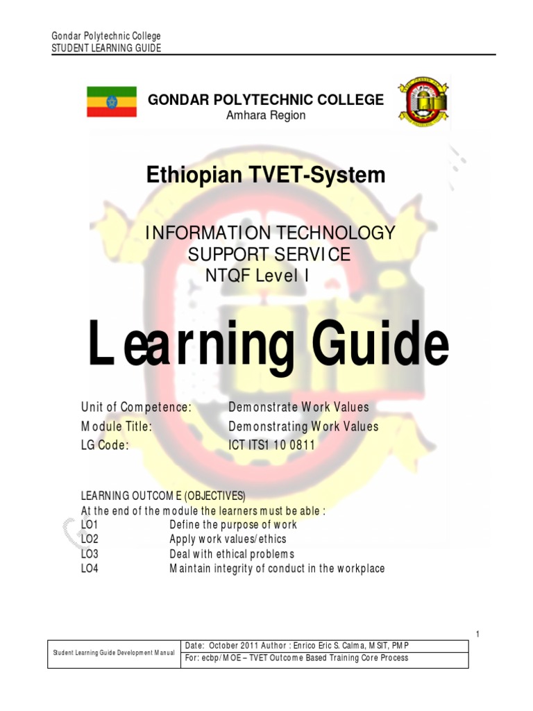 Learning Guide: Ethiopian TVET-System | PDF | Value (Ethics) | Motivation
