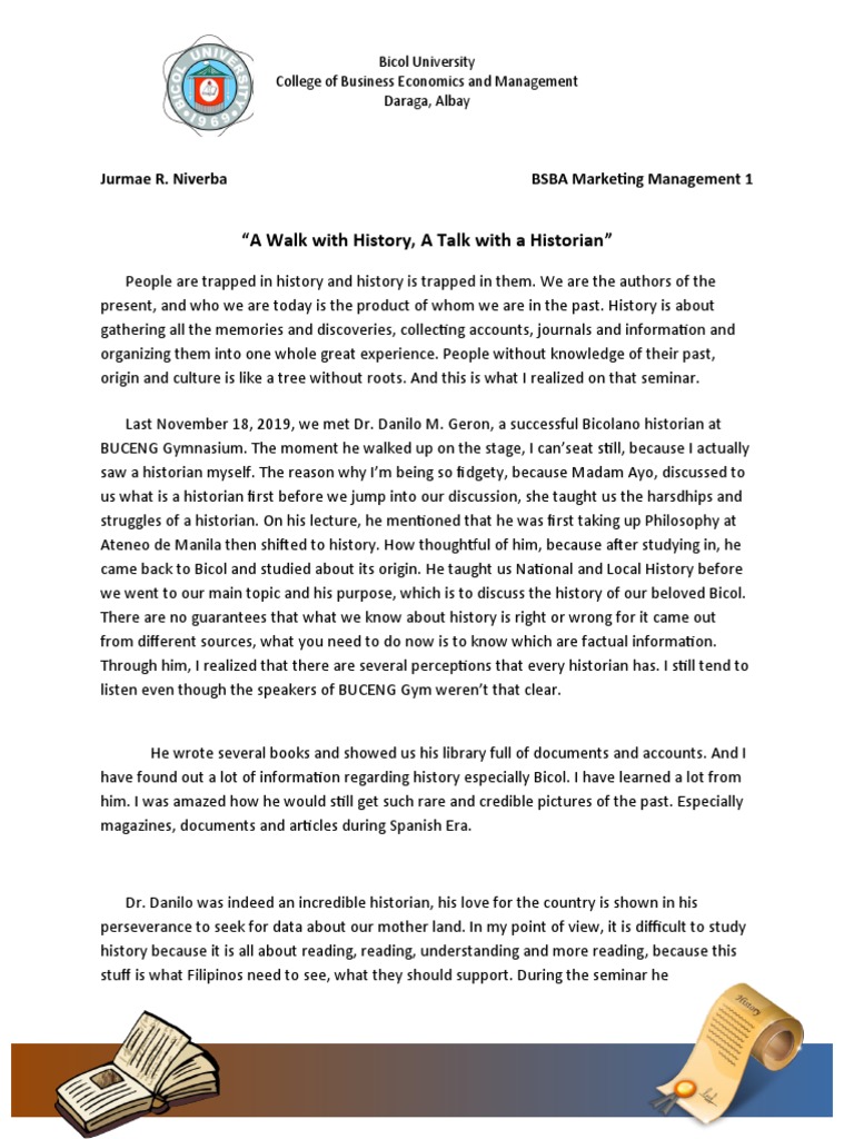 Talk With History, A Talk With Historian Reflection Paper | PDF ...