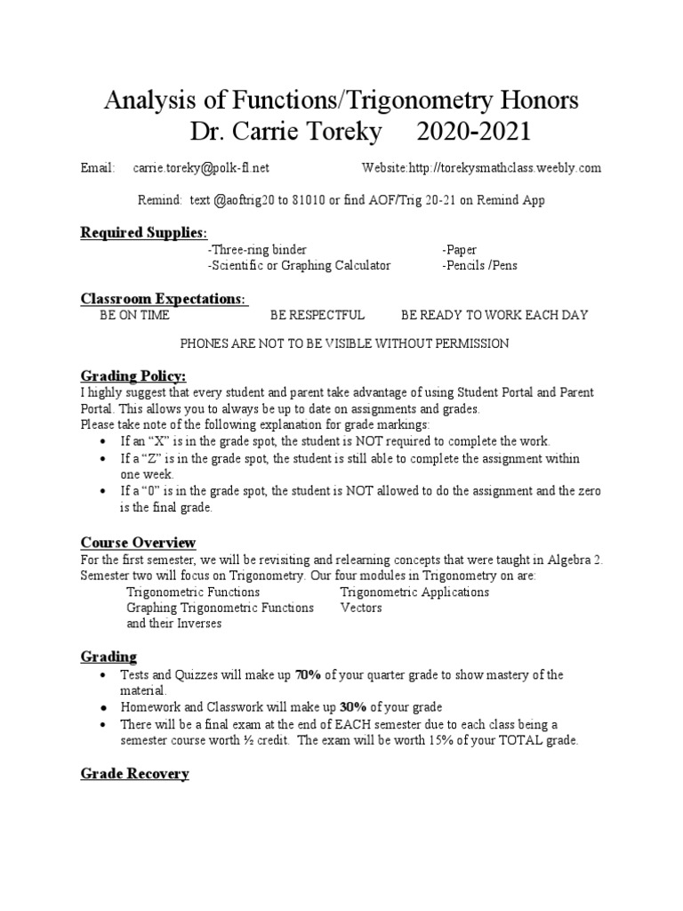 Analysis of Functions | PDF | Trigonometry | Quiz