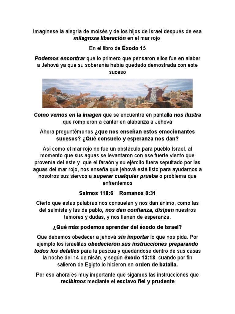 Que Nos Enseña La Manera en Que Jehová Salvo A Los Israelitas en El Mar ...