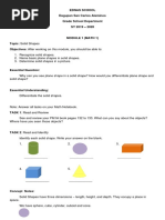 Solid Shapes Worksheet Class 3 | PDF