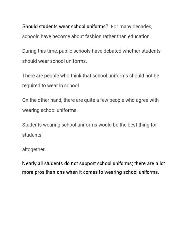 Should Students Wear School Uniforms | PDF | Social Science