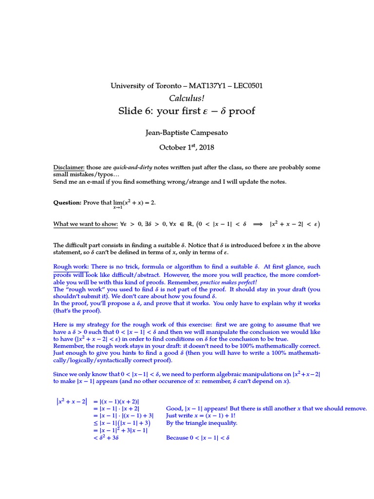 Slide 6: Your First Proof: Calculus! | PDF | Discrete Mathematics ...