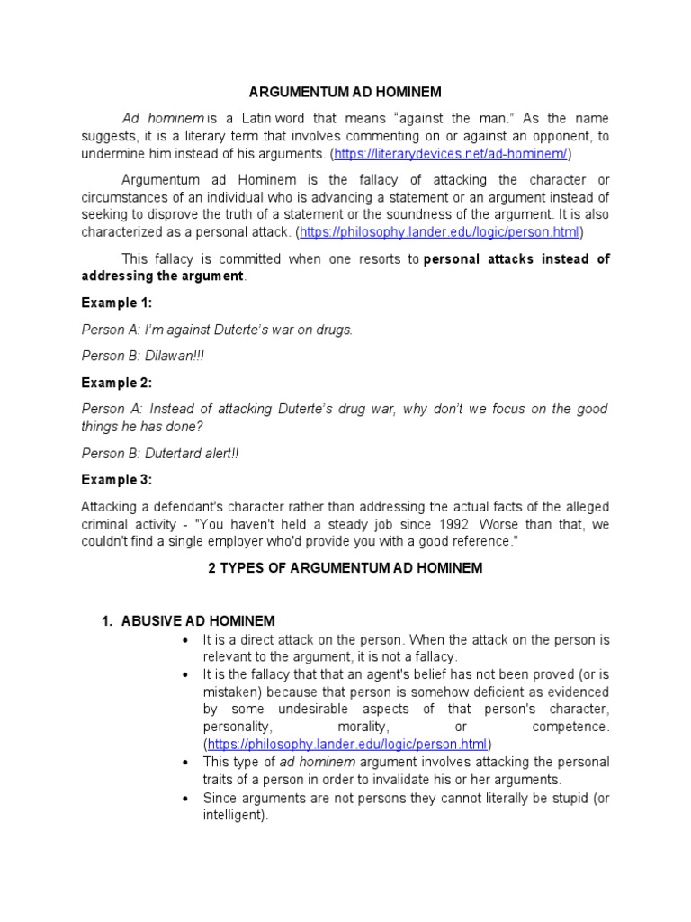 Argumentum Ad Hominem | PDF | Philosophical Theories | Philosophical ...