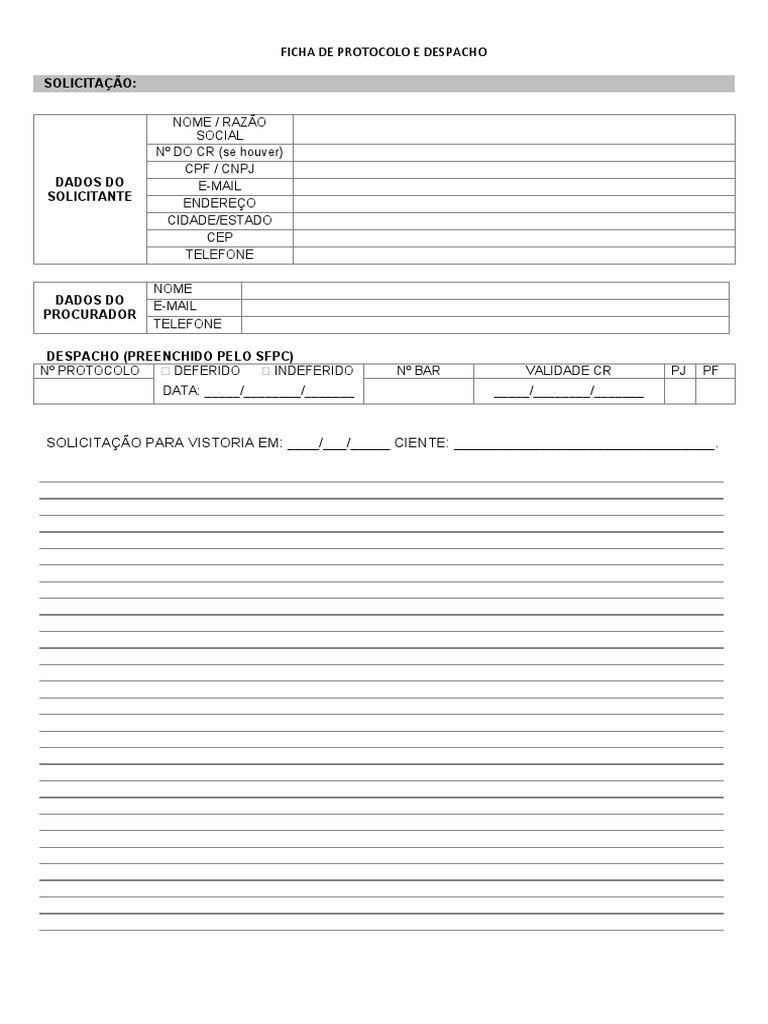 Ficha Protocolo Despacho 170831 | PDF