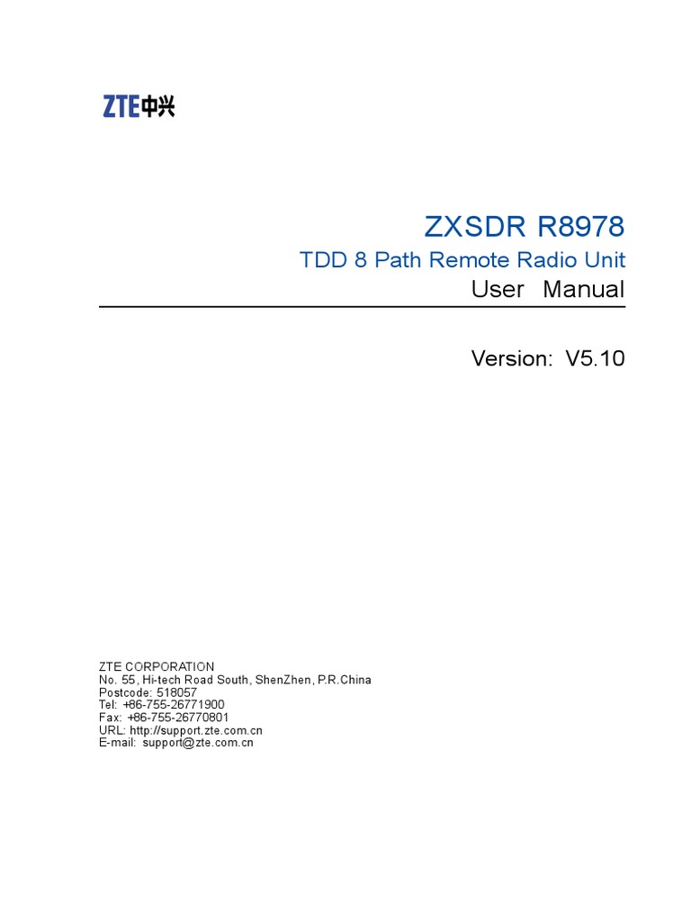 ZXSDR R8978: User Manual | PDF | Power Supply | Direct Current