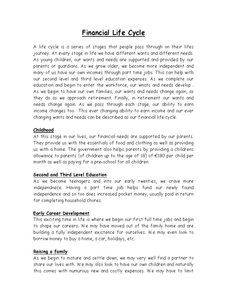 Financial Life Cycle | PDF | Retirement | Pension