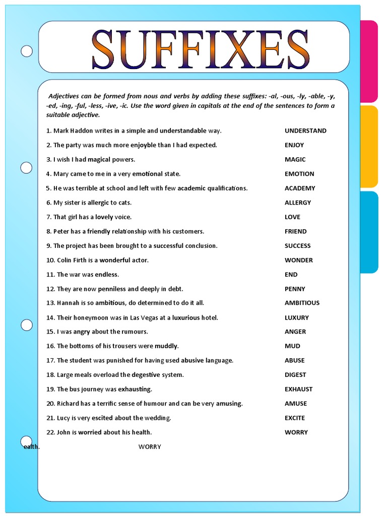Suffixes Adjectives Formed From Nouns And Verbs 43206 Pdf