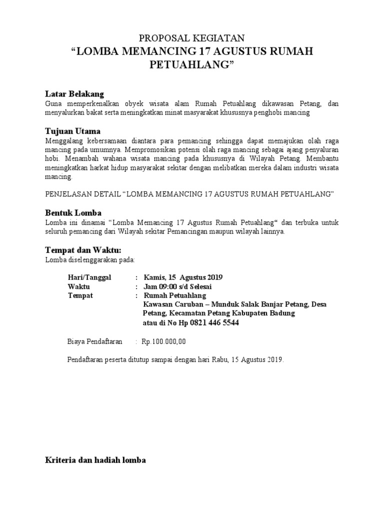 Proposal Lomba Mancing | PDF