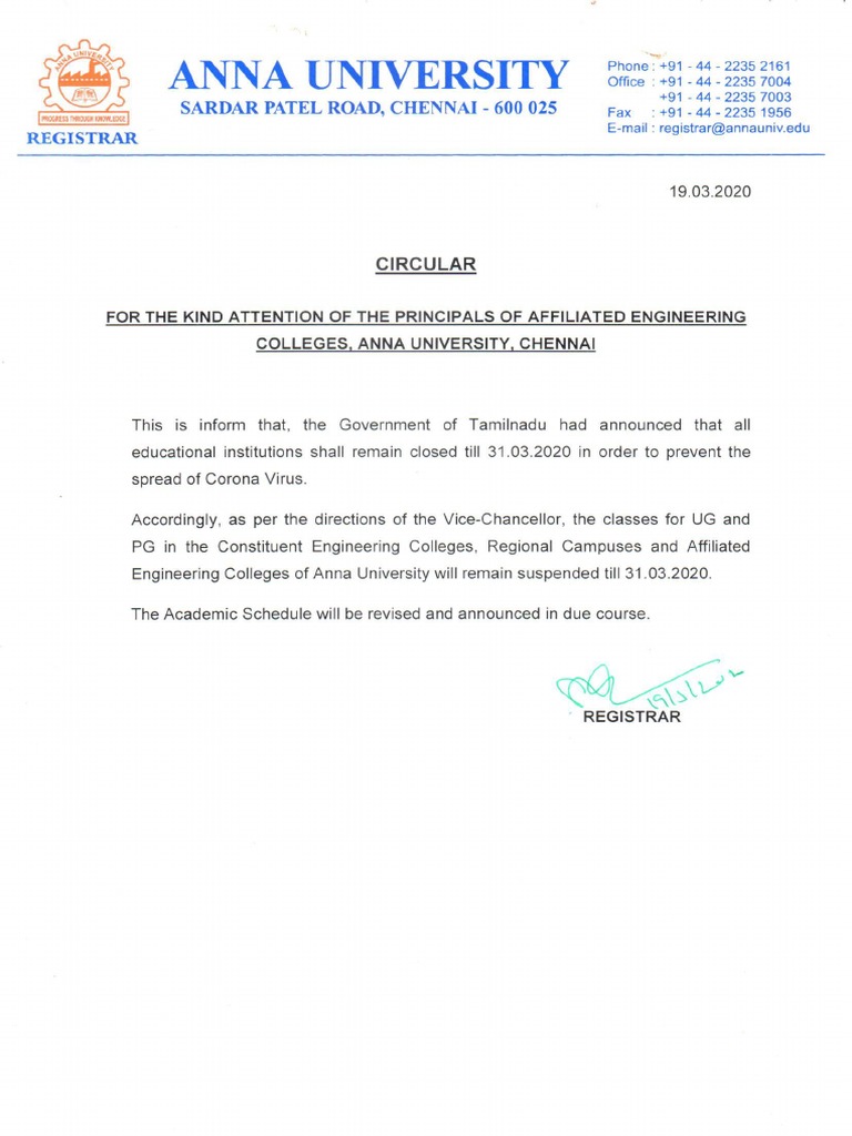 Circular Anna University | PDF