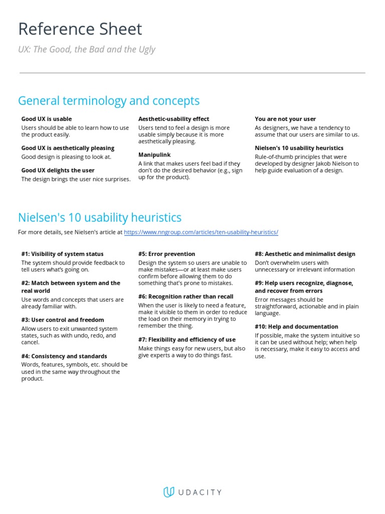 Reference Sheet: General Terminology and Concepts | PDF | Usability ...