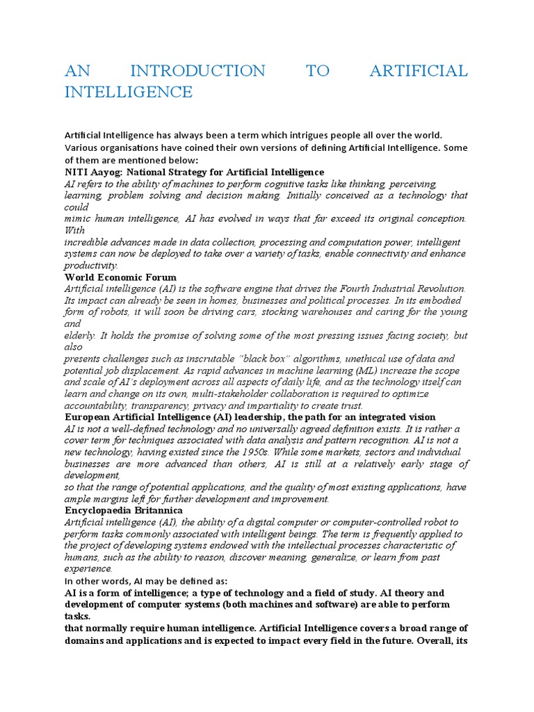 An Introduction To Artificial Intelligence | Download Free PDF ...