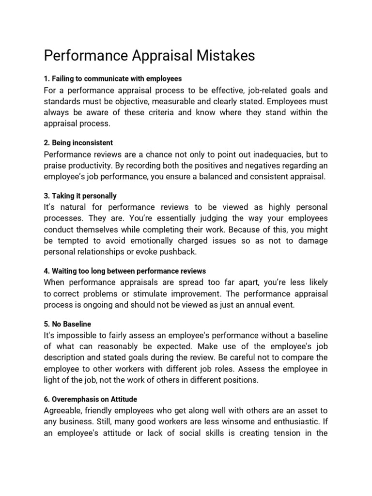 Thirteen Common Mistakes in Performance Appraisals and How to Avoid ...