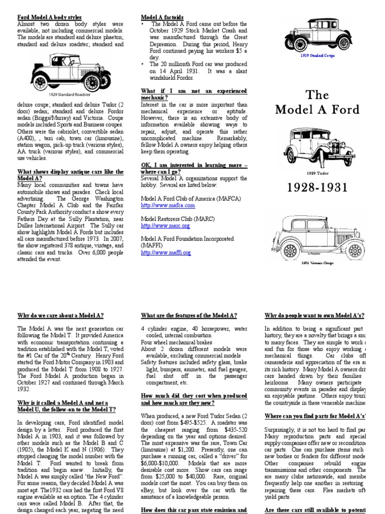Ford Model A Body Styles Model A Factoids | PDF | Car | Car Body Styles
