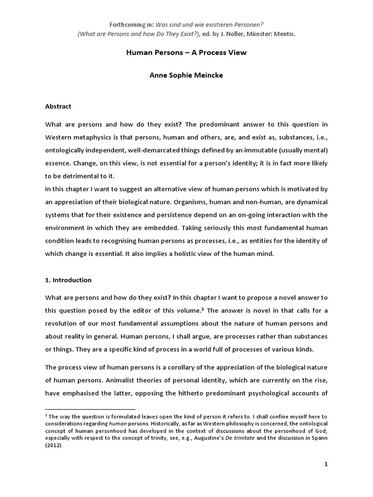 Human Persons A Process View PDF | PDF | Substance Theory | Ontology