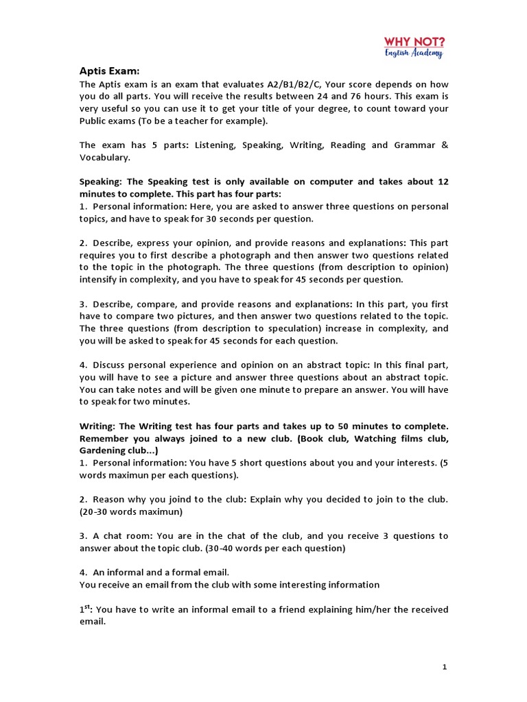 Aptis Information 2020 | Download Free PDF | Question | Test (Assessment)