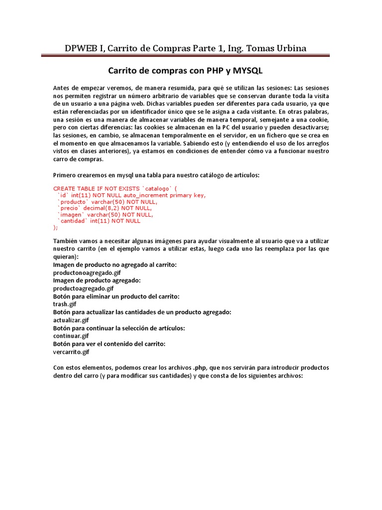 Carrito de Compras Con PHP y MYSQL Parte 1 | PDF | Cookie HTTP | Informática