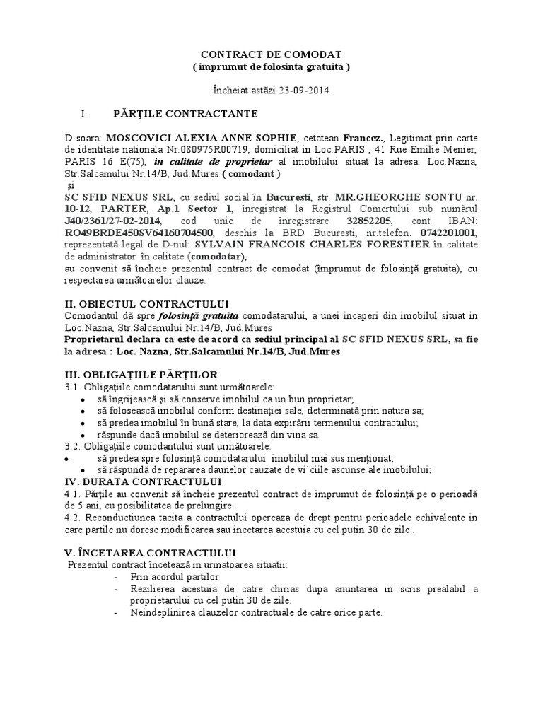 Contract de Comodat | PDF