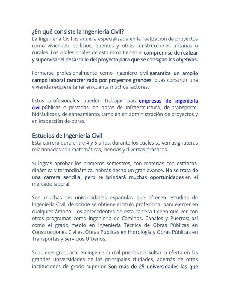 ¿Qué es la Ingeniería Civil? | PDF | Negocios | Arte