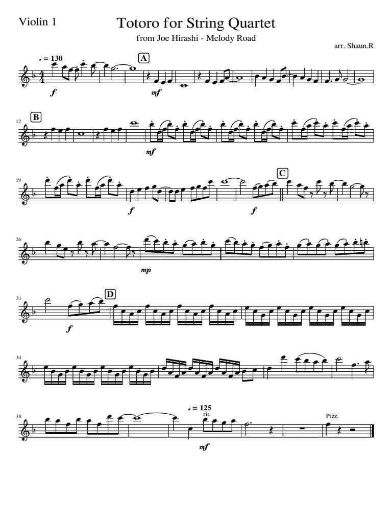 Totoro For String Quartet: Violin 1 | PDF