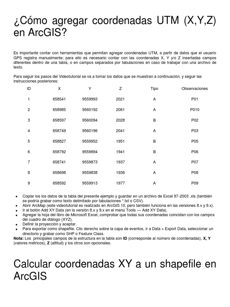 GUIA Cómo Agregar Coordenadas UTM | PDF | Sistema coordinado | Microsoft Excel