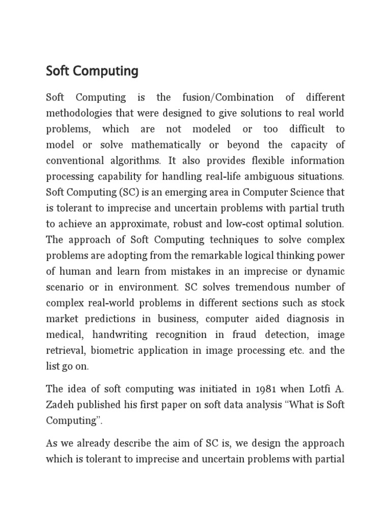 An Introduction to Soft Computing: Exploring its Goals, Methodologies ...