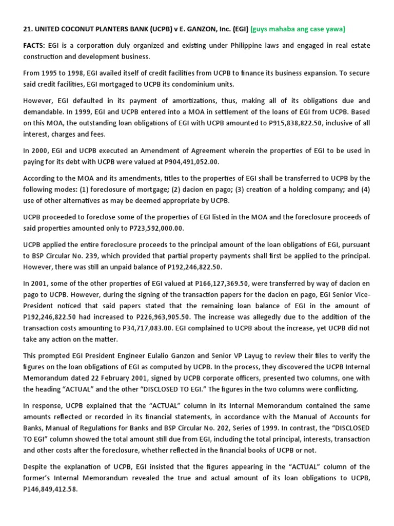 United Coconut Planters Bank V Ganzon | PDF | Foreclosure | Appeal