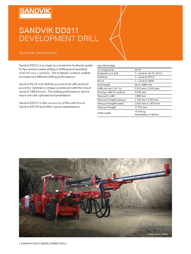 Sandvik Dd311 Development Drill: Technical Specification | PDF | Truck ...