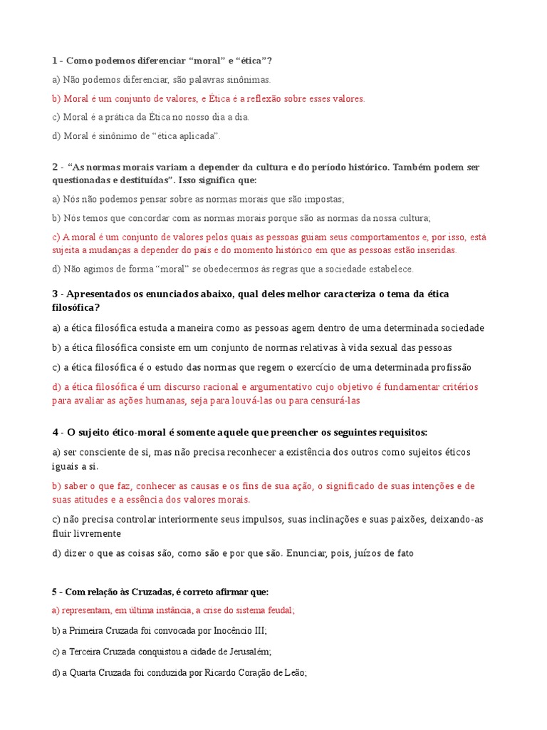 História Ensino Médio Módulo 2 Pdf Moralidade Cruzadas