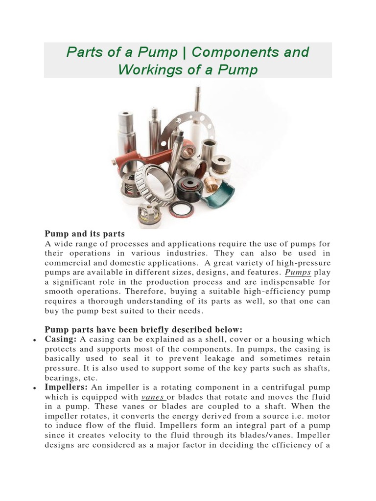 Parts of A Pump | PDF | Pump | Bearing (Mechanical)